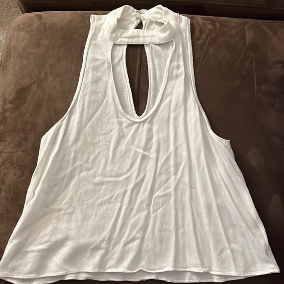 Oliviabous Tops White High Neck Open Chest Tank Blouse Poshmark